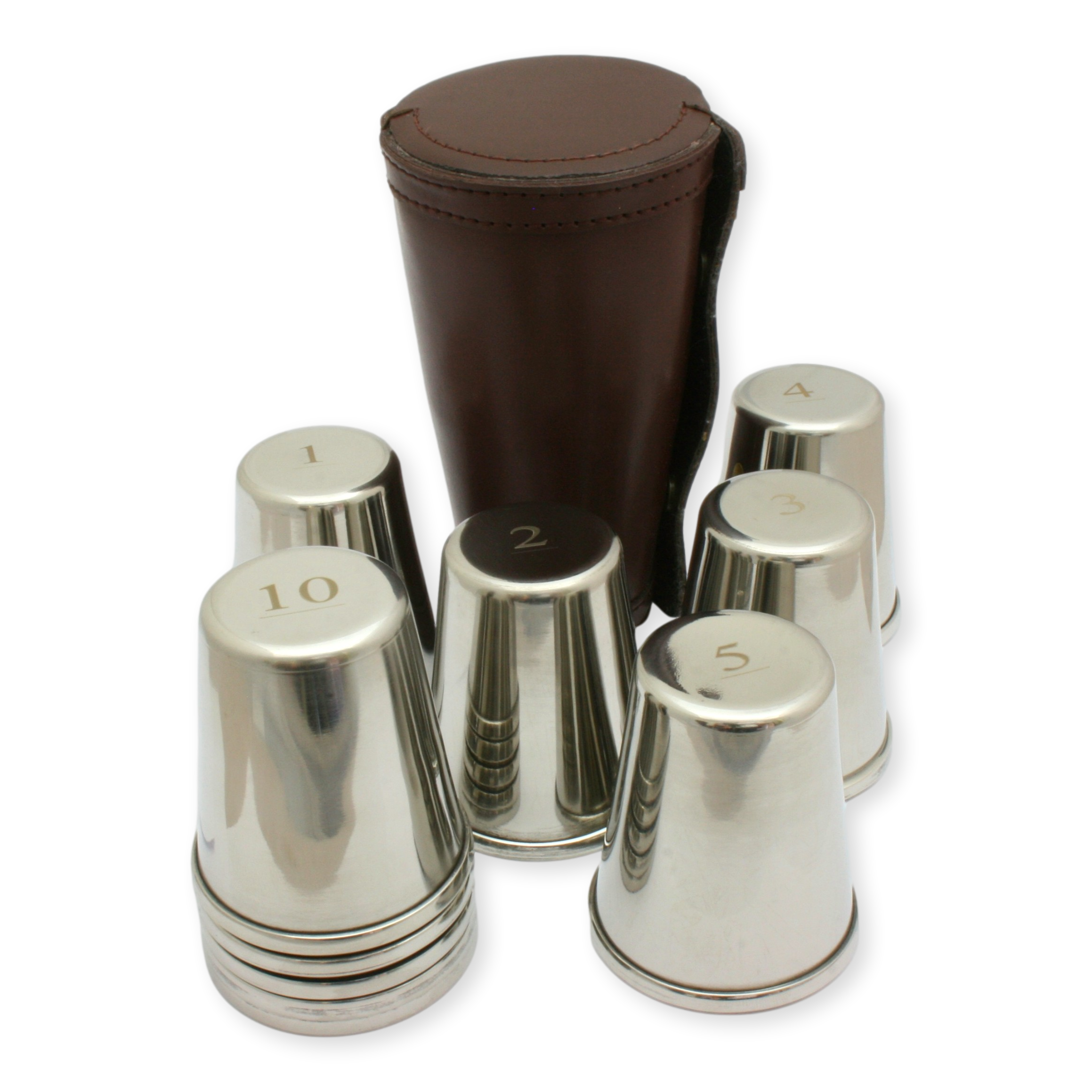 1-10 Numbered Stirrup Cups In Brown Leather Case (4oz) | Shooting Gift ...