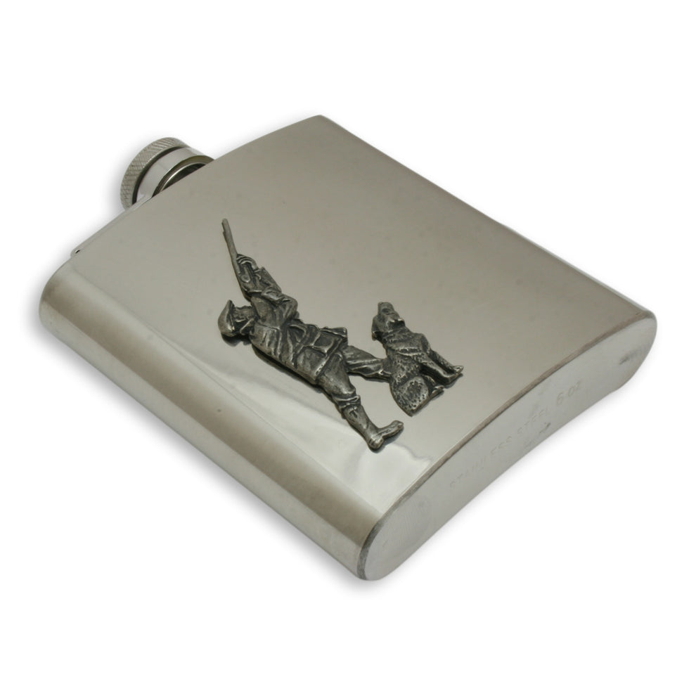 Game Shooter and Gundog Hip Flask 6oz Stainless Steel Shooting Flask ...